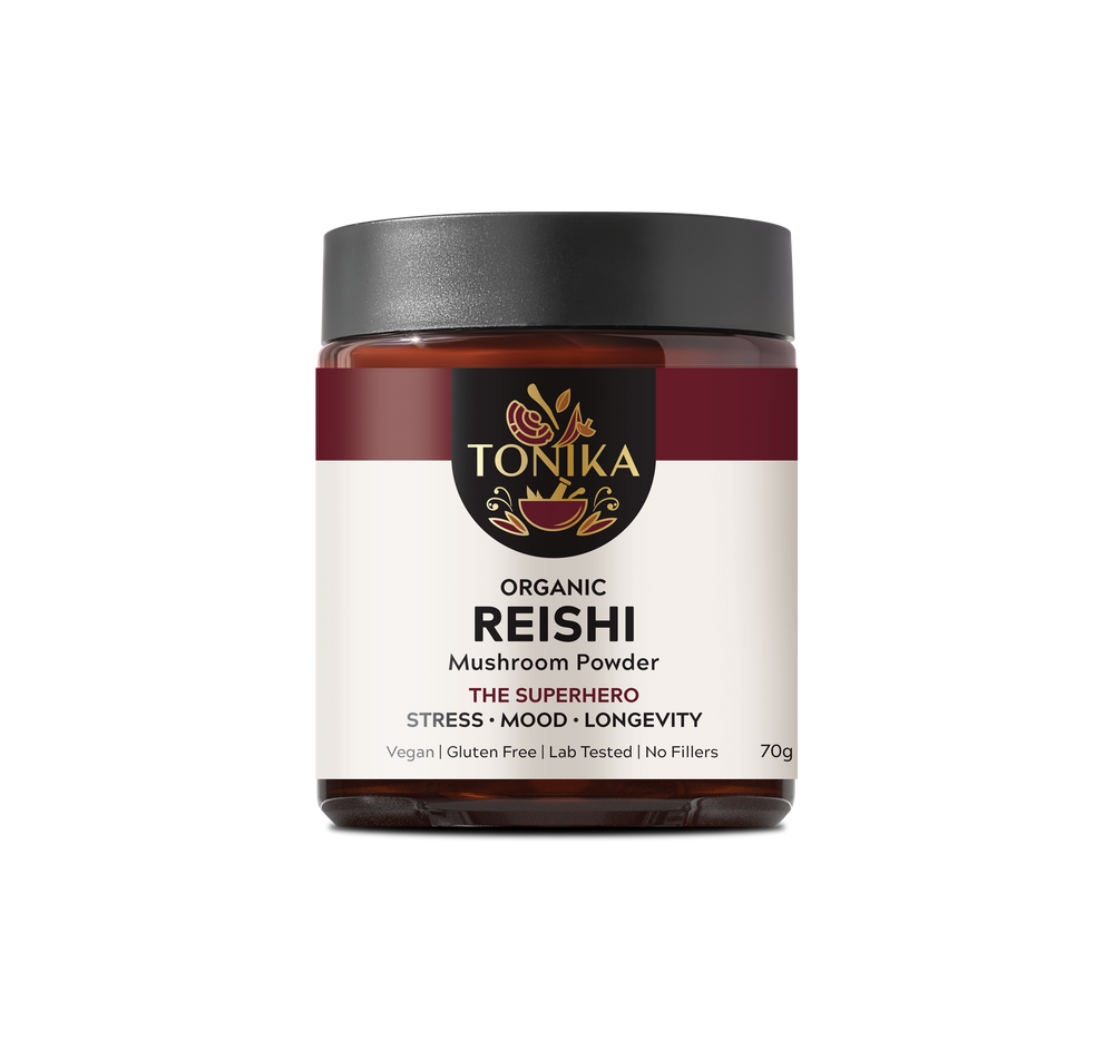 Organic Reishi Mushroom Powder Glass Jar - THE SUPERHERO